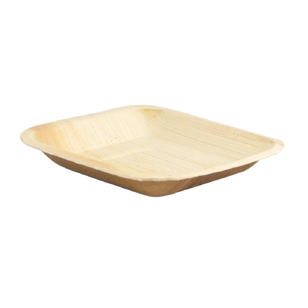 6.3" Square Biodegradable Fallen Palm Leaf Plates EcoFriendly
